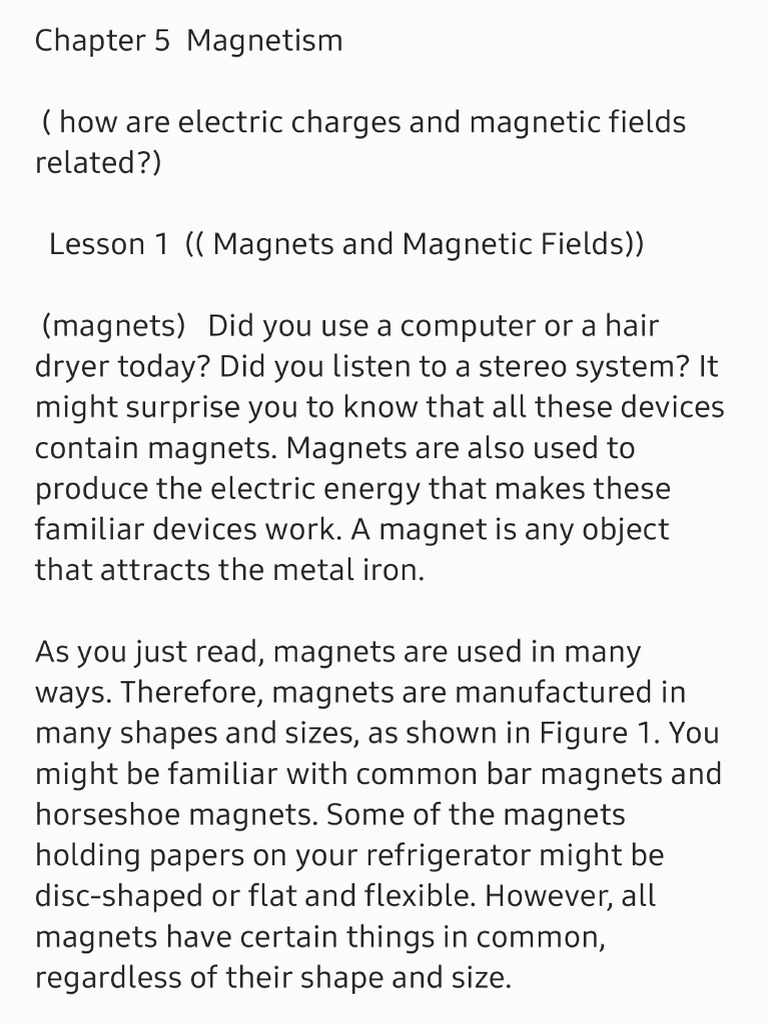 Grade10 Physics Chap 5 Magnetism | PDF