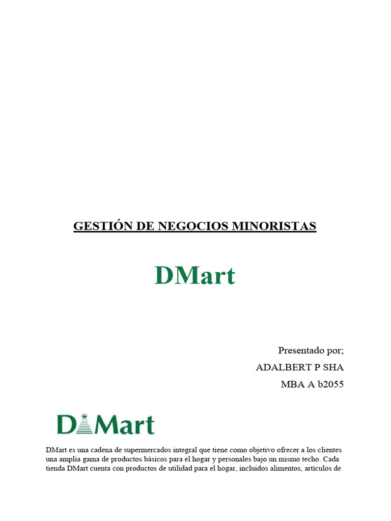 DMart | PDF | Al por menor | Marca