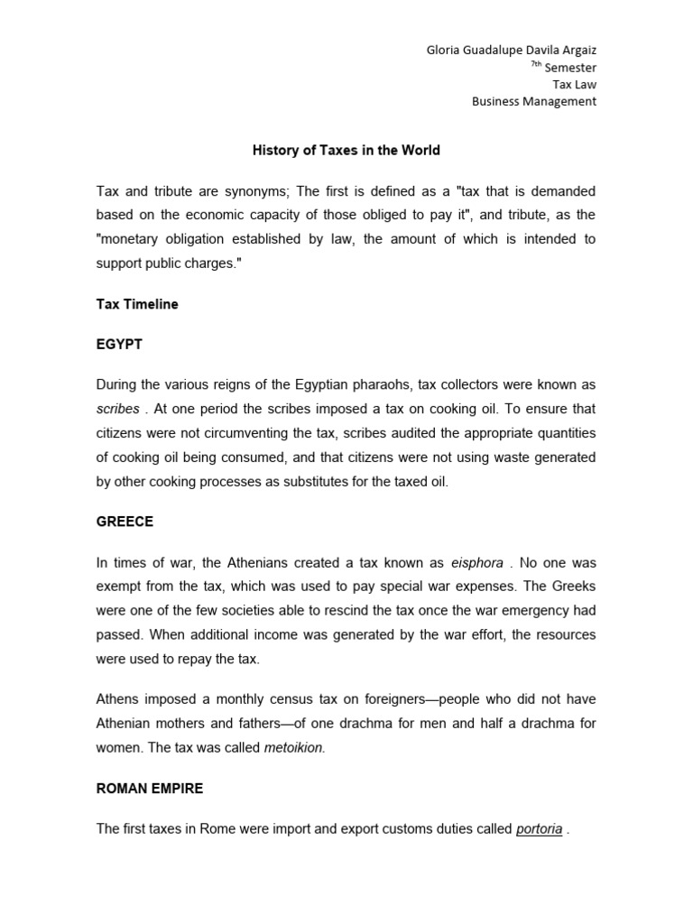 History of Taxes in The World | PDF | Taxes | Payments