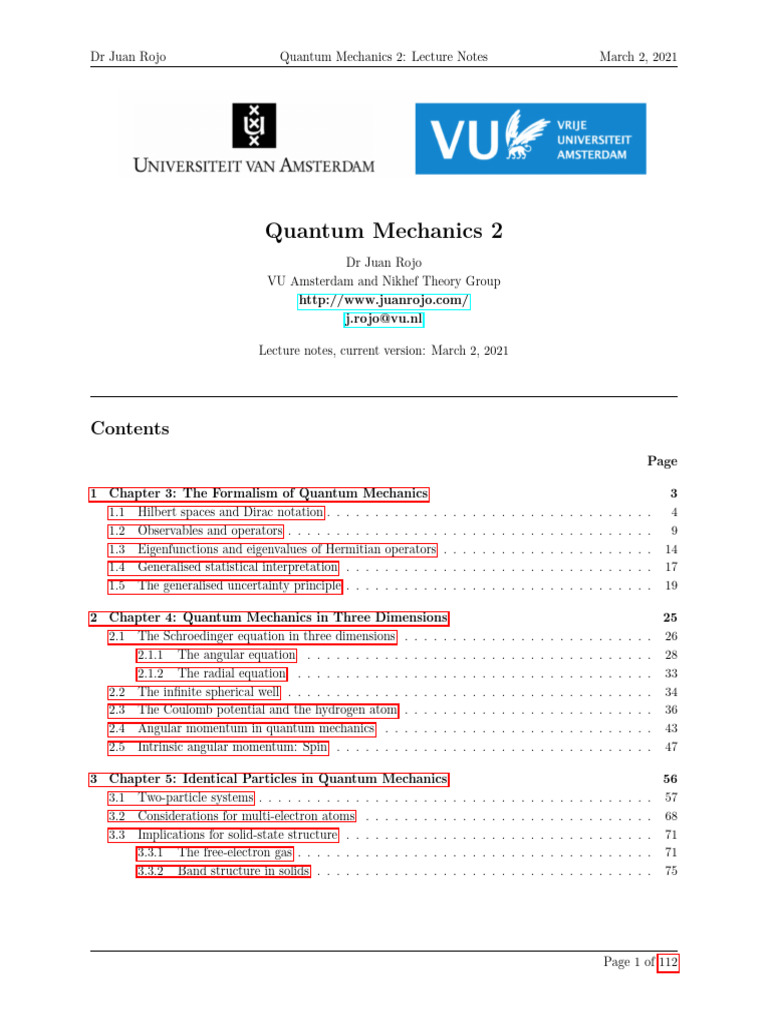 Quantummechanics2 Lecturenotes | PDF | Vector Space | Hilbert Space