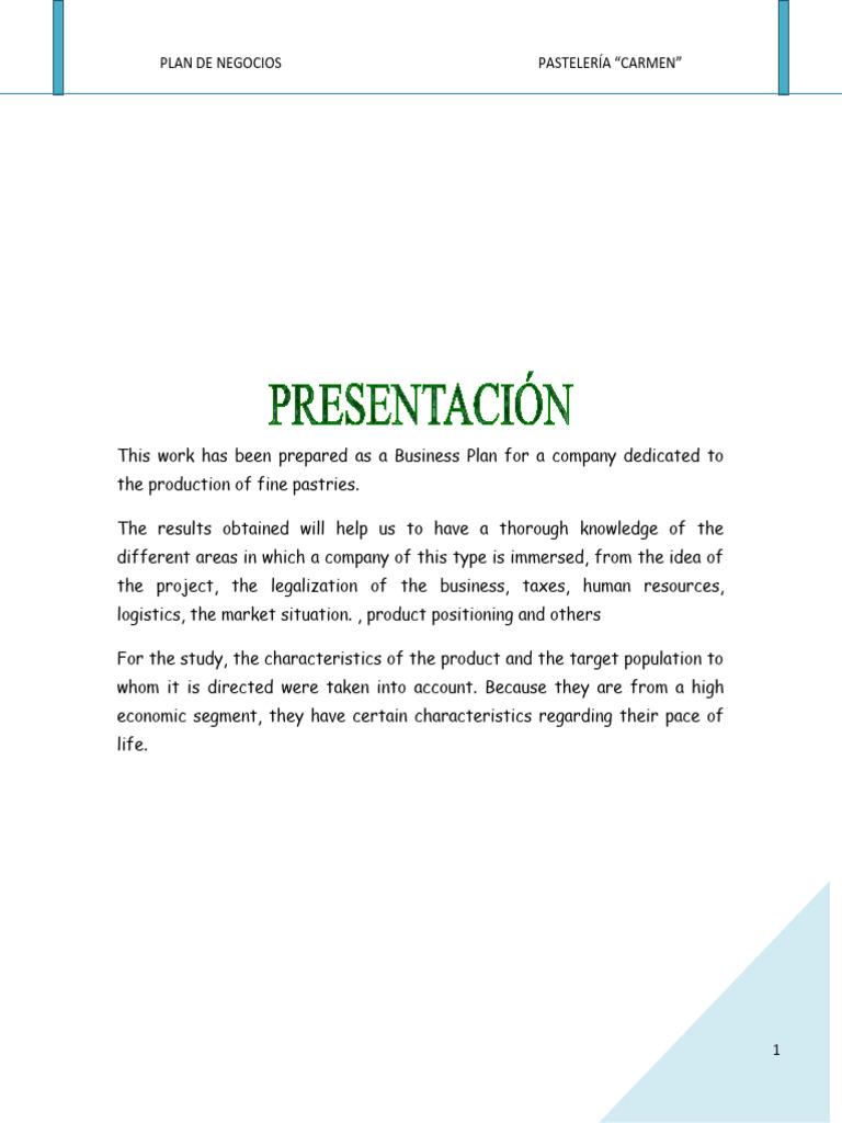 Pastry Business Plan | PDF | Retail | Sales