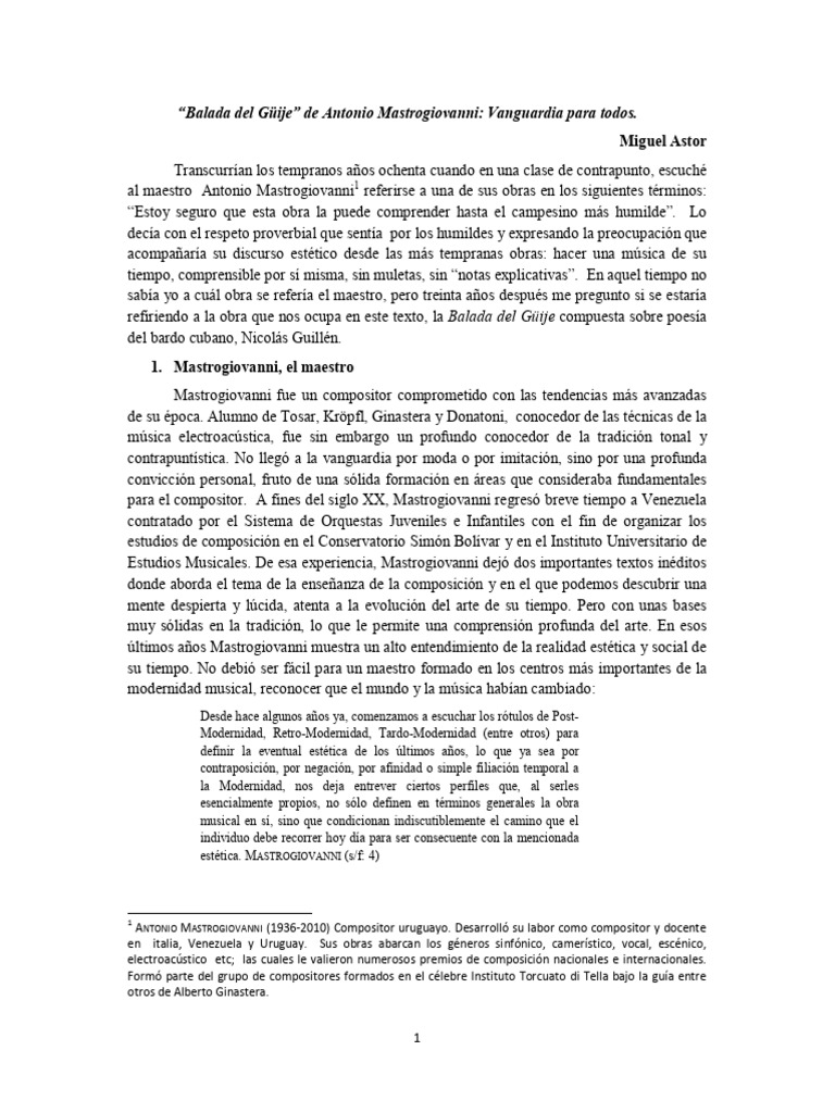 Balada Del Guije de Antonio Mastrogiova | PDF | Acorde (Música ...