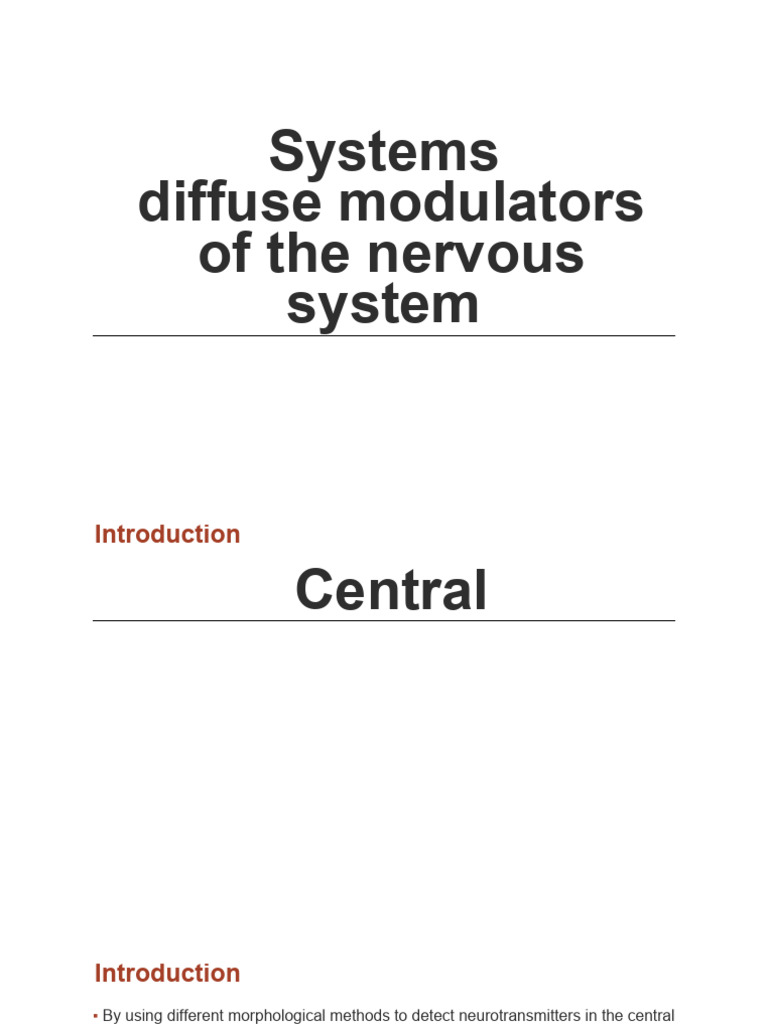 Diffuse Modulatory Systems of The Central Nervous System | PDF ...