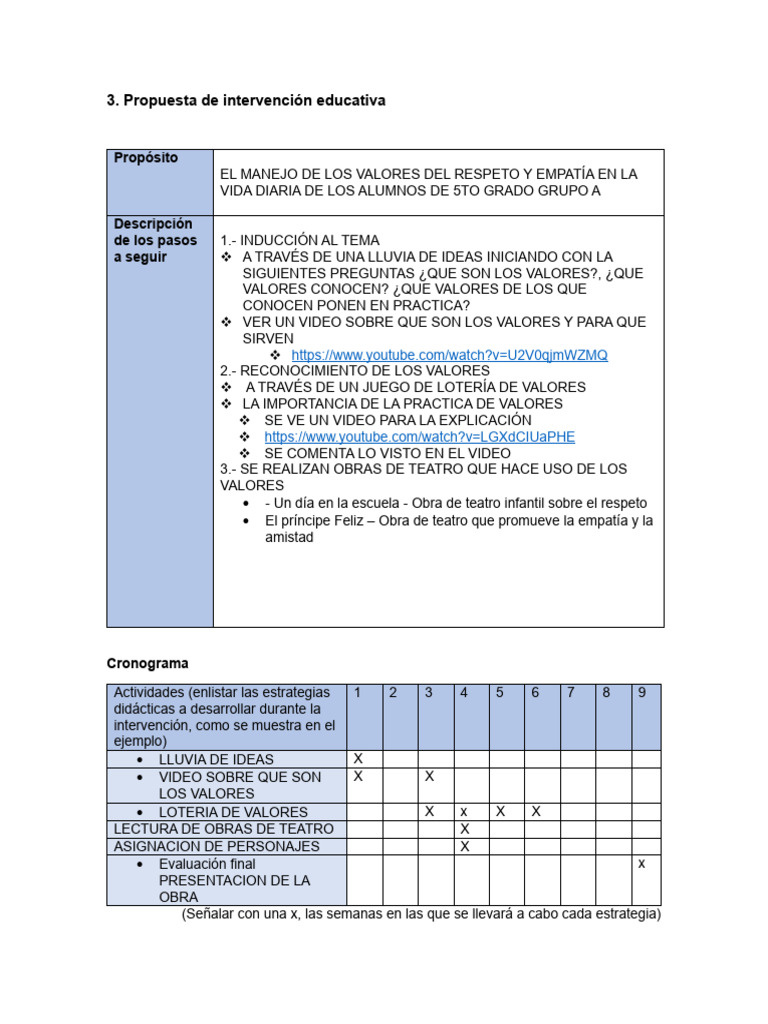 Formato para Proyecto de Intervención Educativa | PDF | Evaluación