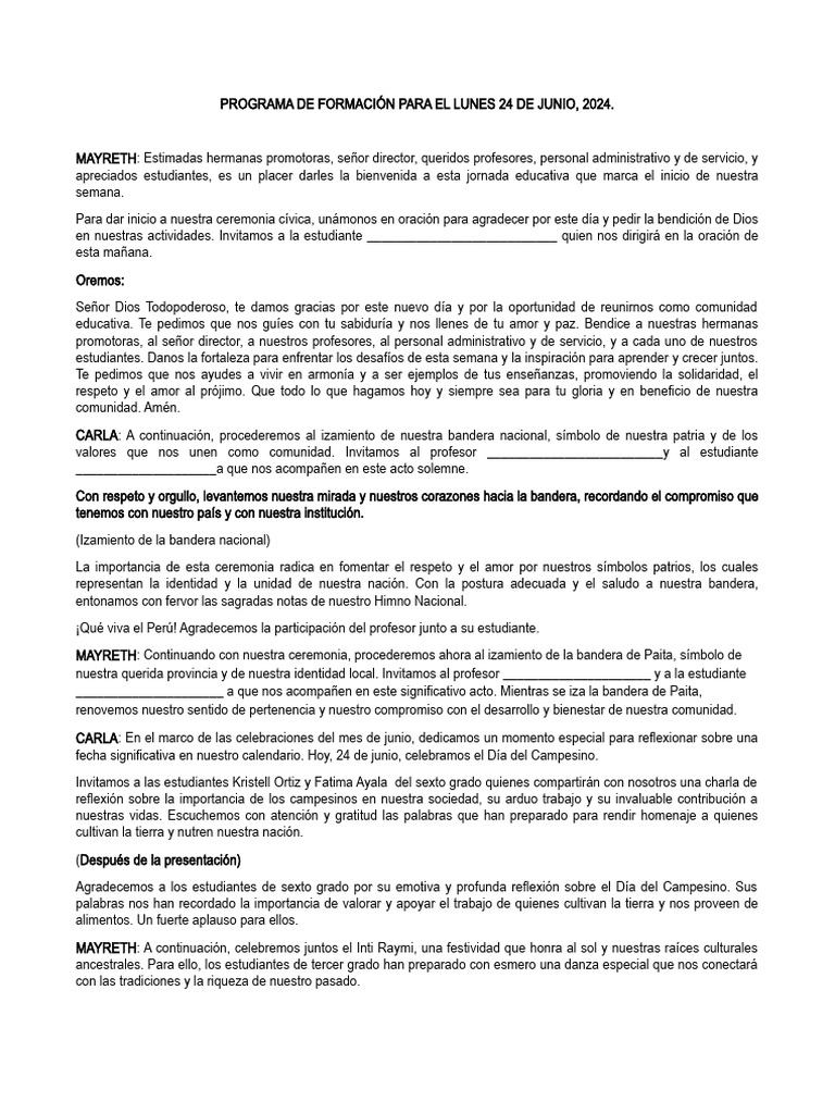 Programa de Formación para El Lunes | PDF | Oración | Amor