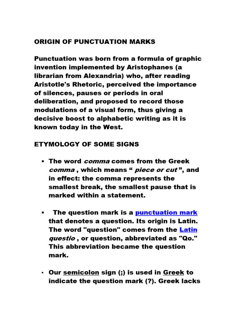 Punctuation Marks in A Single Text Everything That Appears Outside ...