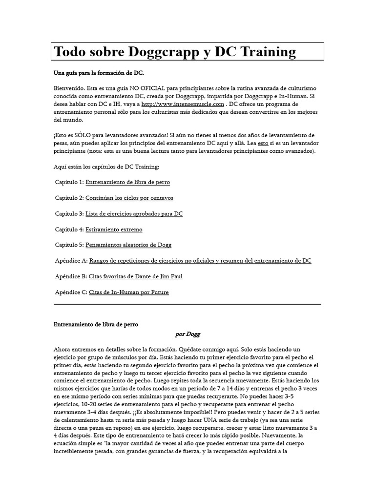 Guía de Entrenamiento DC de Doggcrapp | PDF | Entrenamiento con pesas