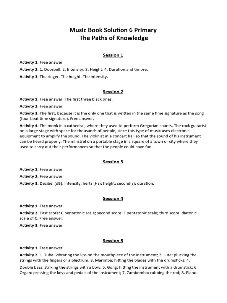 6th Primary Music Book Solution PDF | PDF | Musical Instruments ...