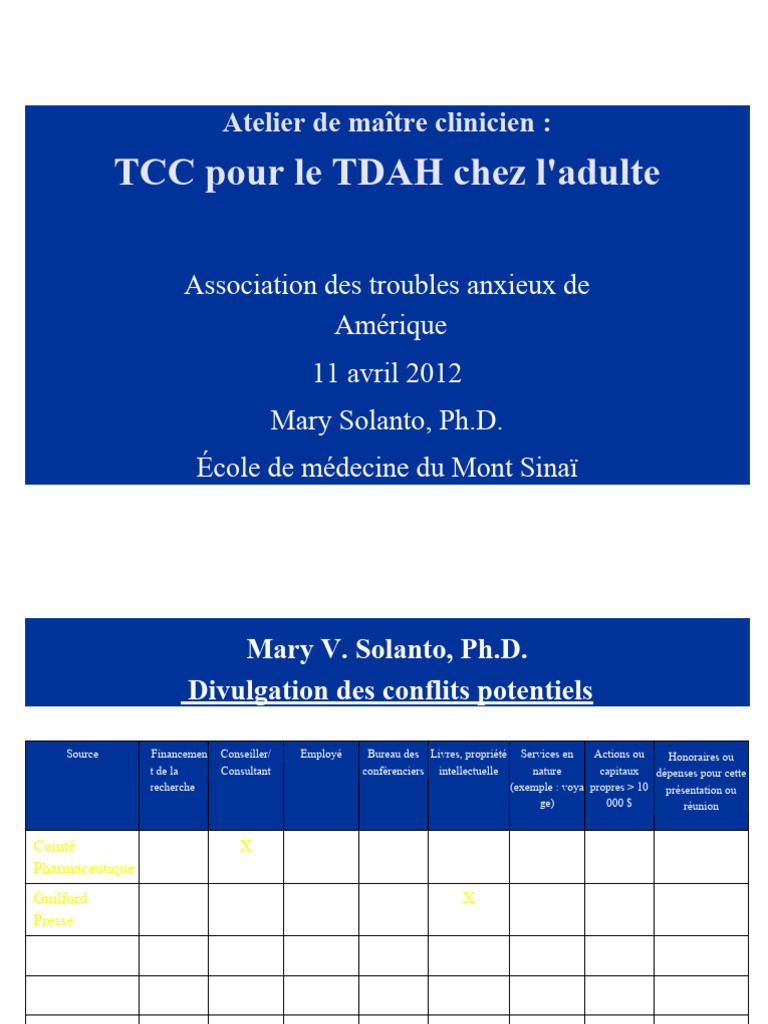 TCC pour le TDAH chez l'adulte | PDF | Trouble du déficit de l ...