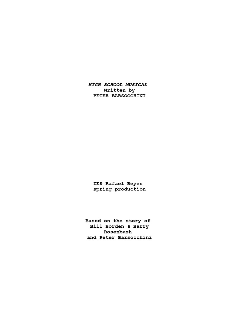 High School Musical Script Overview | PDF