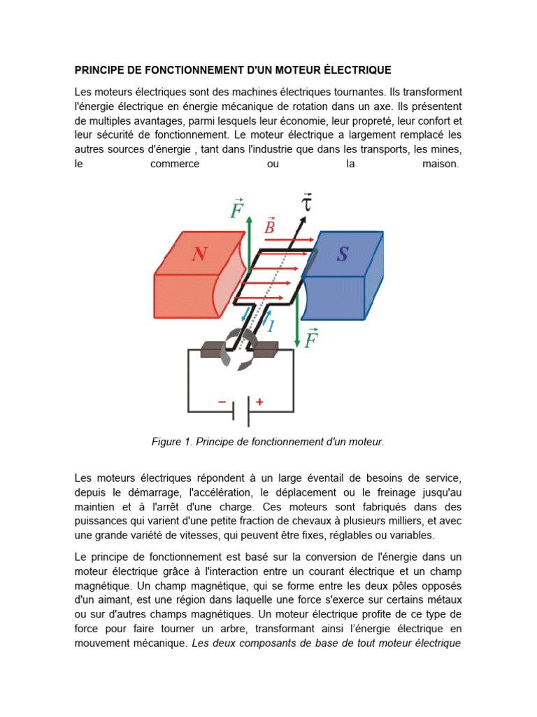 Principe de fonctionnement moteur électrique | PDF | Champ magnétique ...