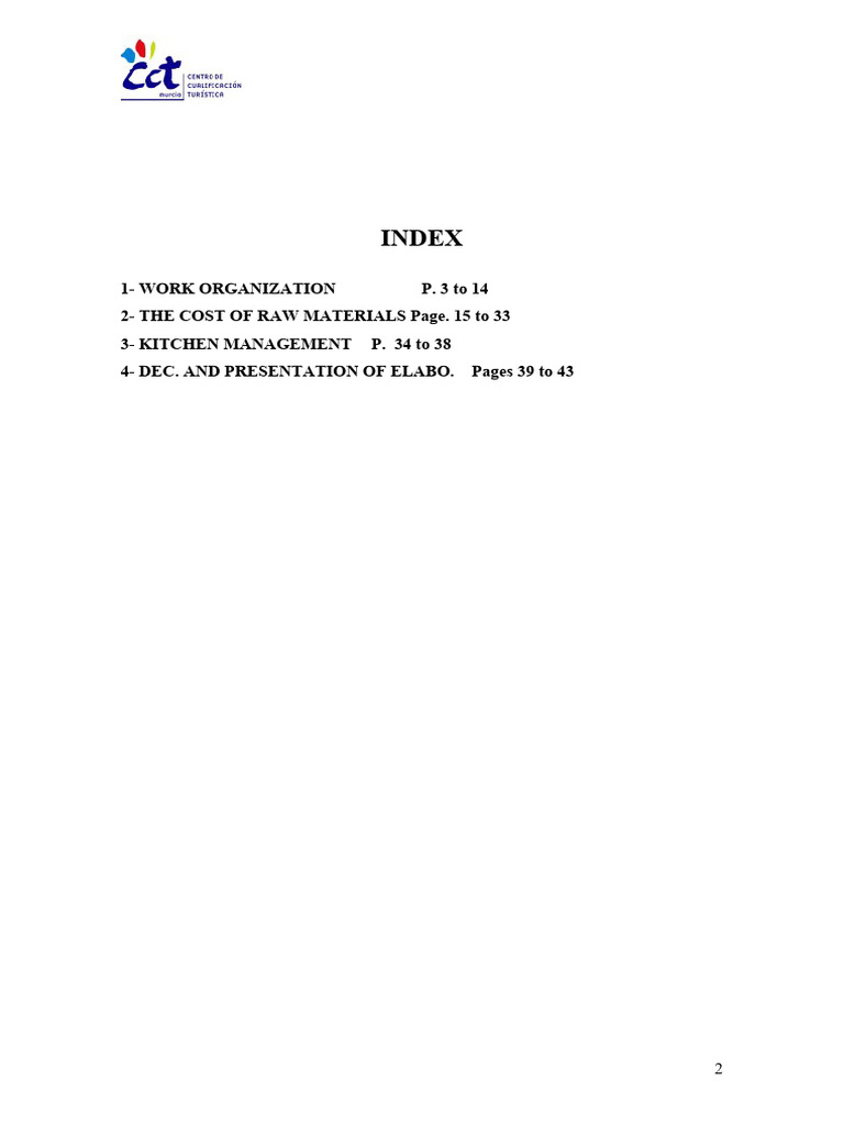 Kitchen Work Organization | PDF | Chef | Menu