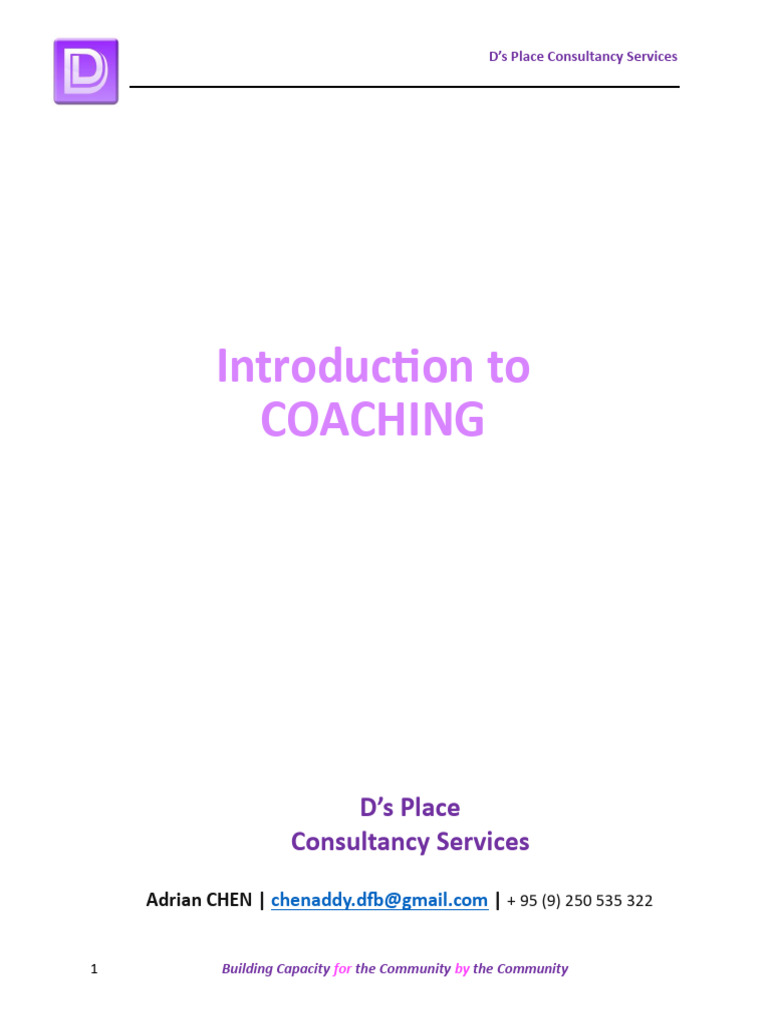 Introduction To Coaching | PDF | Consultant | Goal