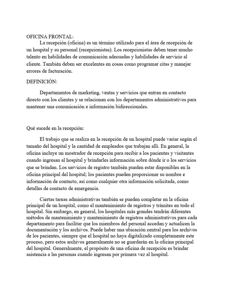 Dd De Recepción Pdf Hospital Archivo De Computadora