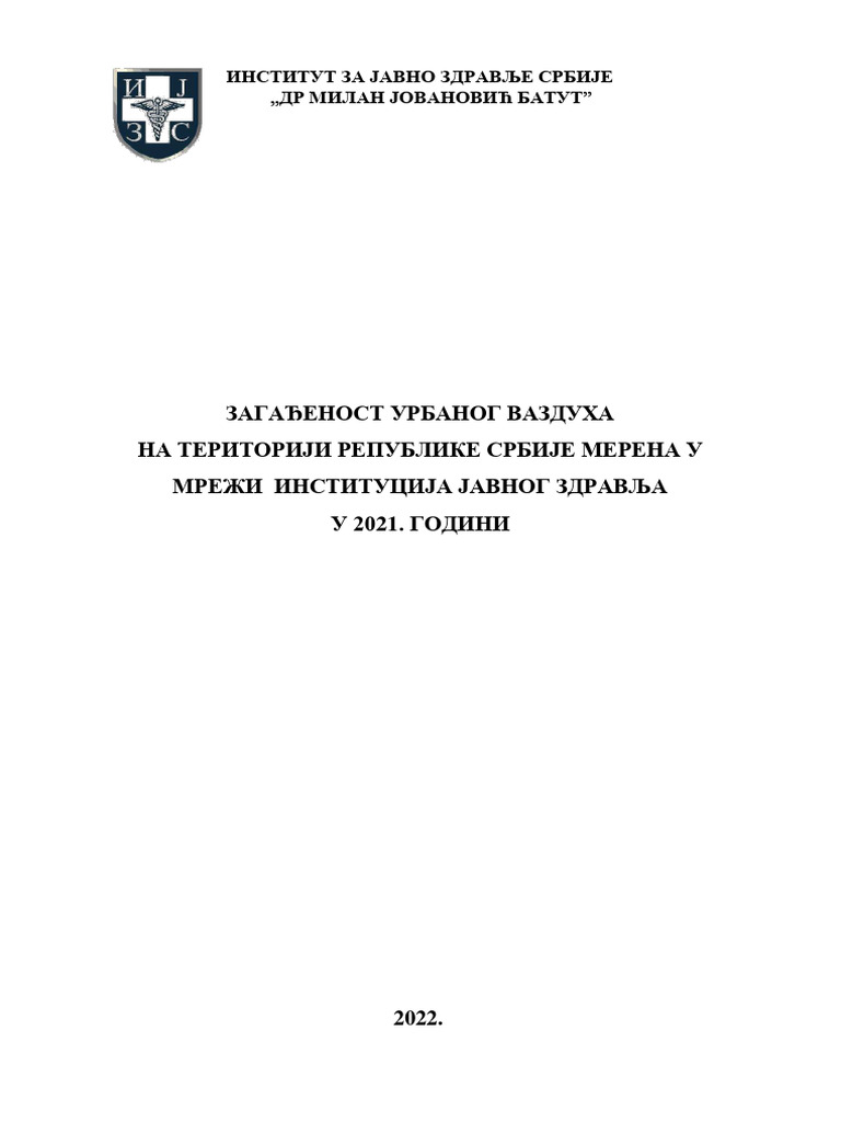 Zagadjenost Urbanog Vazduha 2021 | PDF