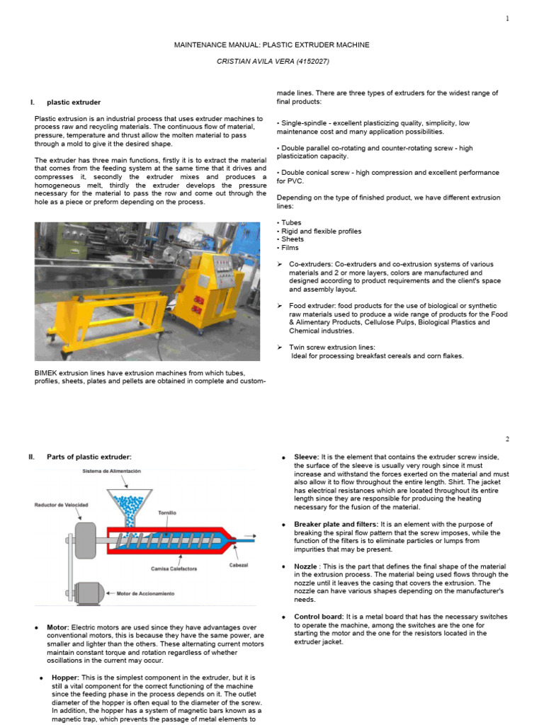 Maintenance Guide for Plastic Extruders | PDF | Extrusion | Materials