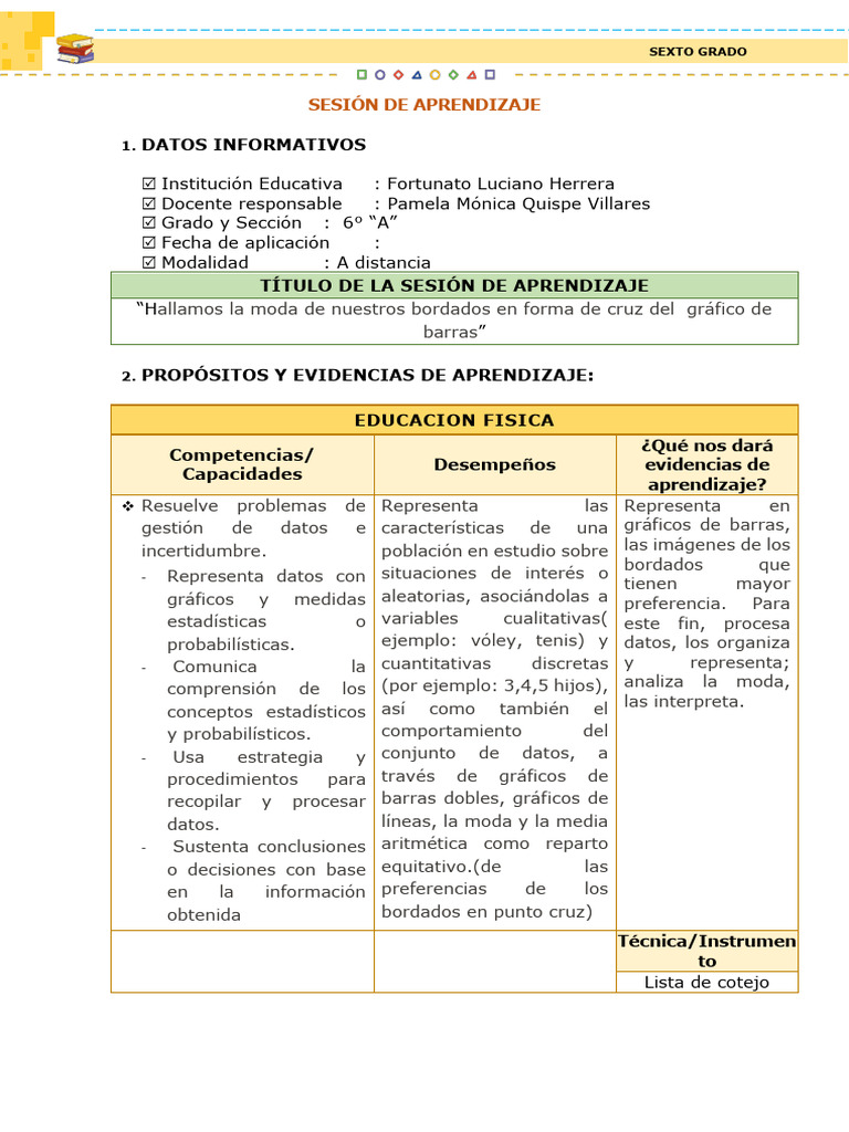 Sesion de Aprendizaje Evaluacion | PDF | Aprendizaje | Estadísticas