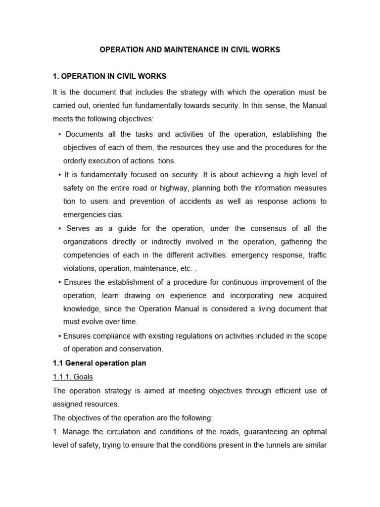 Operation and Maintenance in Civil Works | PDF | Safety | Information