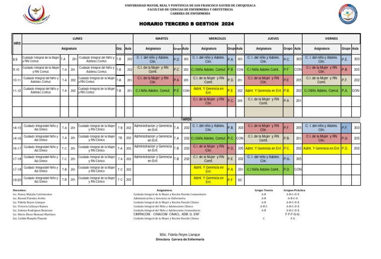 HORARIO TERCERO OFICIAL 3ro. B 2024 | PDF | Cuidado de la salud | Programas sociales