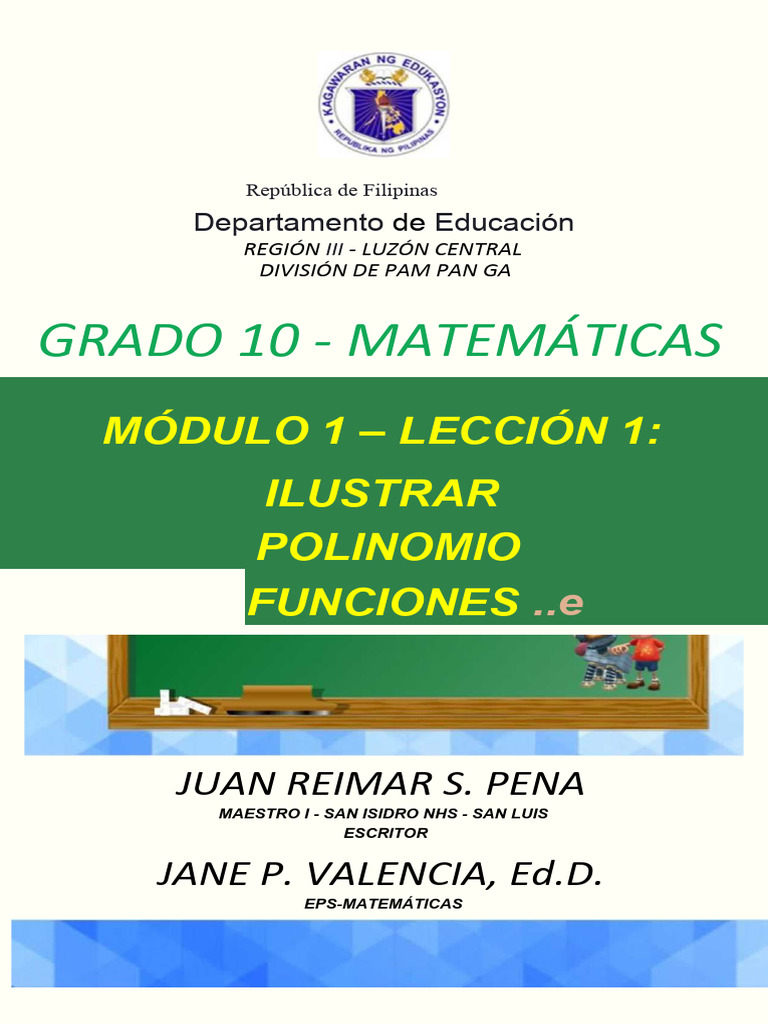 Math10 - P2 - Módulo 1 - Lección 1 - Ilustrar Funciones Polinómicas | PDF | Función (Matemáticas ...