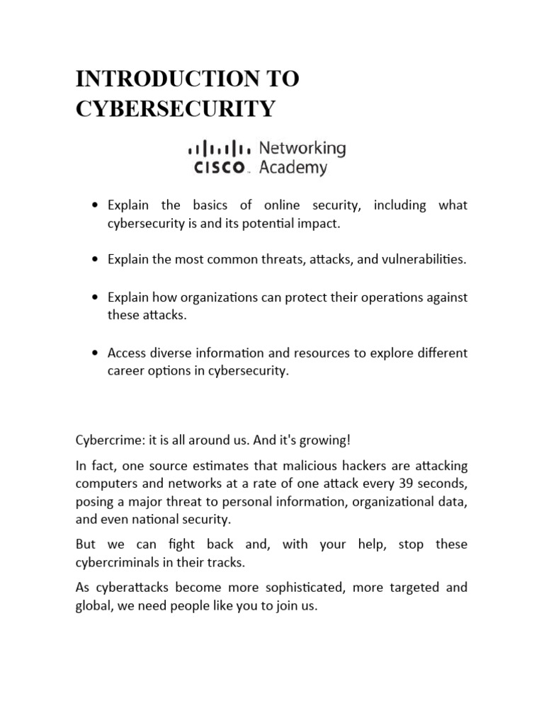 Introduction To Cybersecurity | PDF | Computer Security | Security