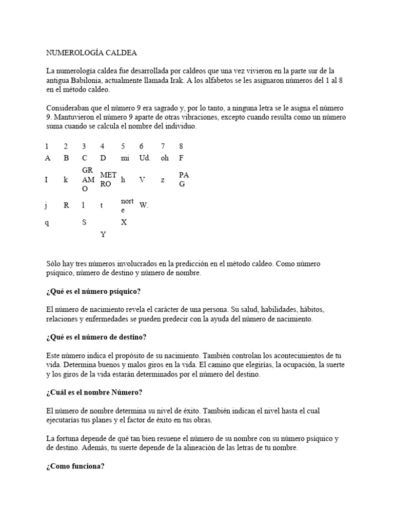 Numerología Caldea | PDF