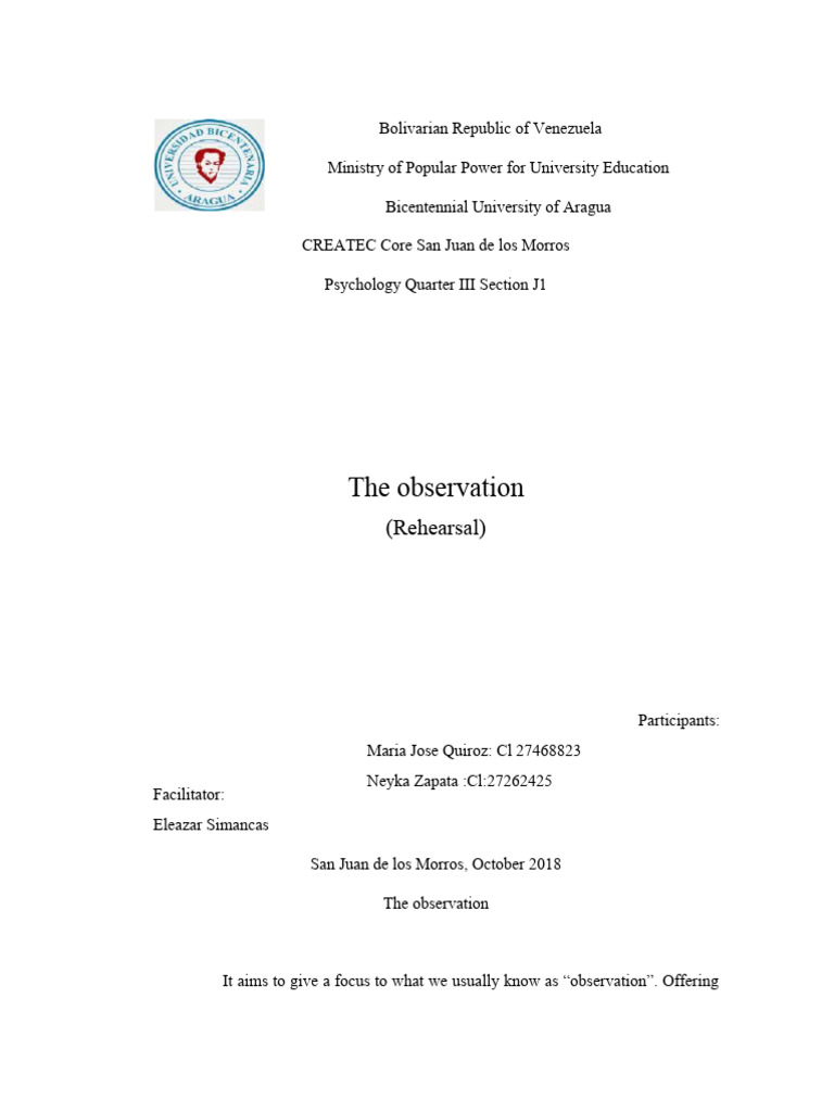 Essay - Observation | Download Free PDF | Methodology | Observation