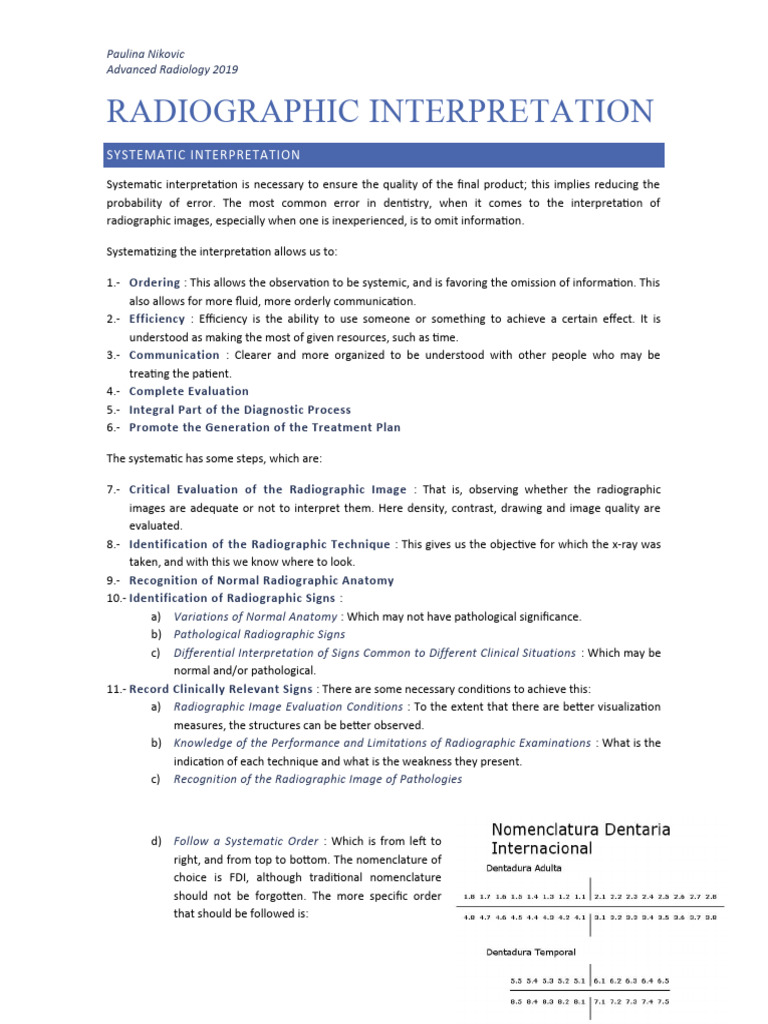 Radiographic Interpretation Guide | PDF | Radiography | Pathology