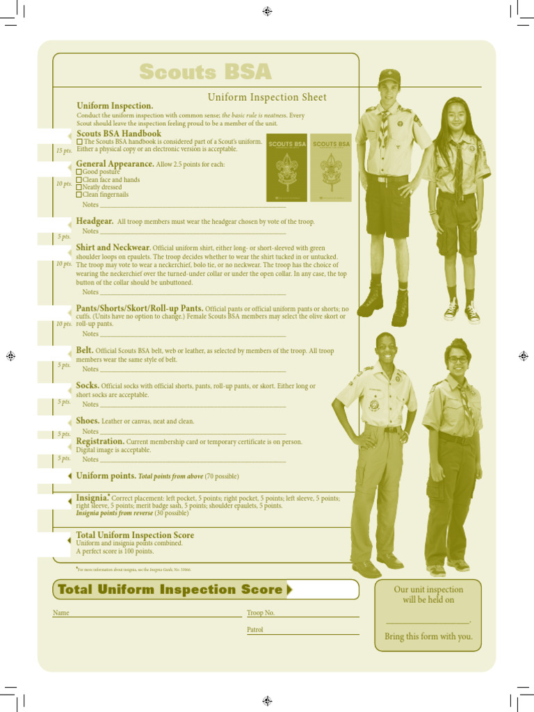 510 784 (23) Scouts Uniform Inspection Sheet | PDF | Clothing | Uniforms