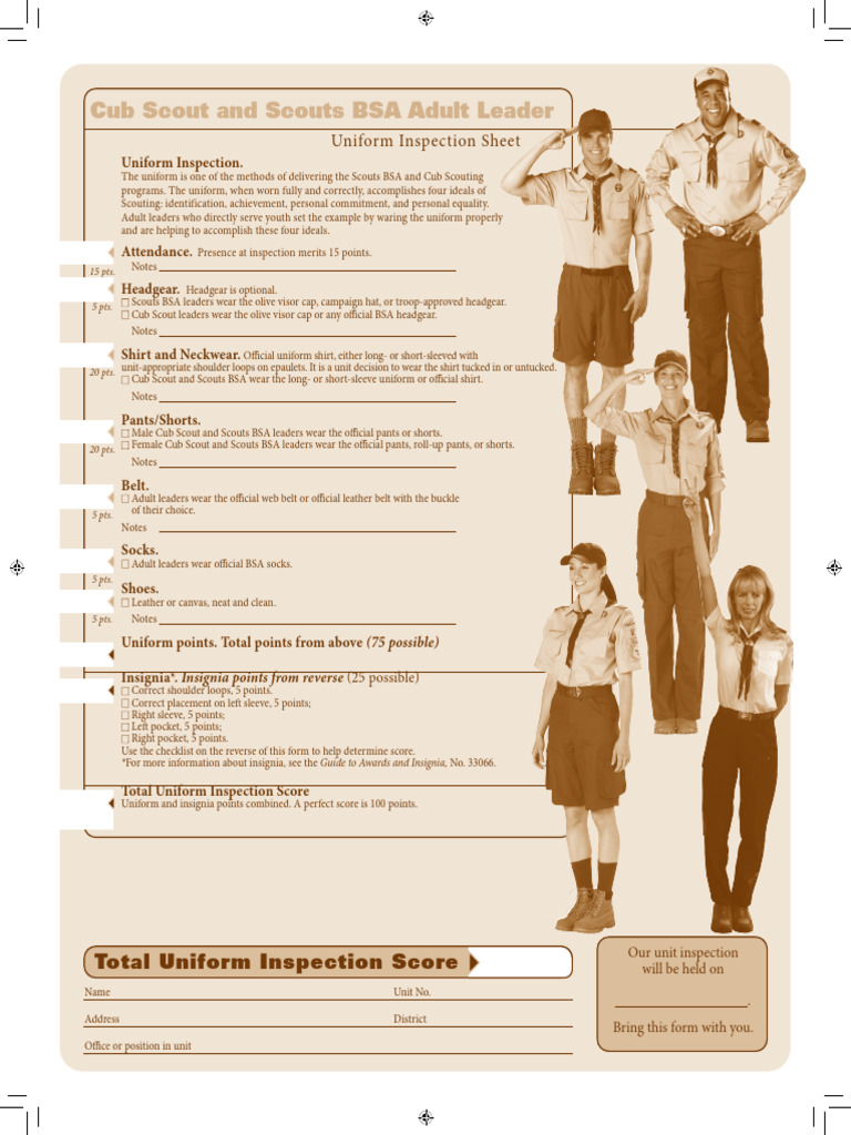Adult Leader Uniform Sheet | PDF | Uniforms | Youth Organizations