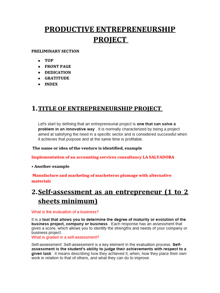 Productive Entrepreneurship Project | PDF | Capital (Economics) | Expense