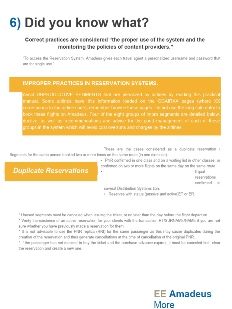 Amadeus Reservation System Guidelines | PDF | Airlines
