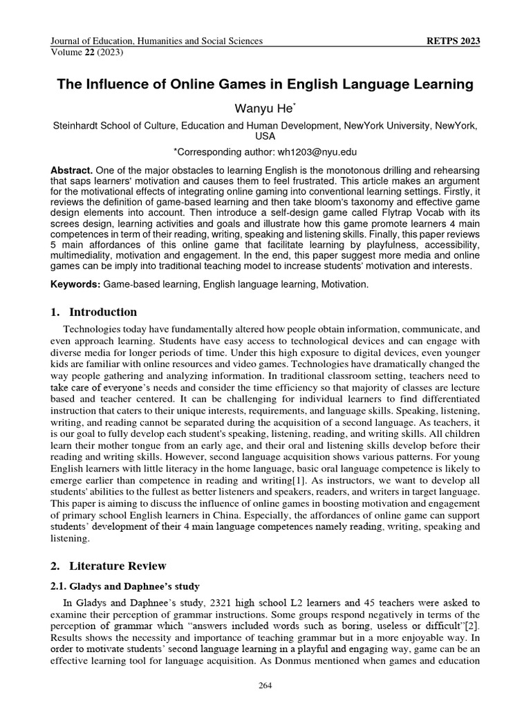 The Influence of Online Games in English Language | PDF | Learning | Second Language