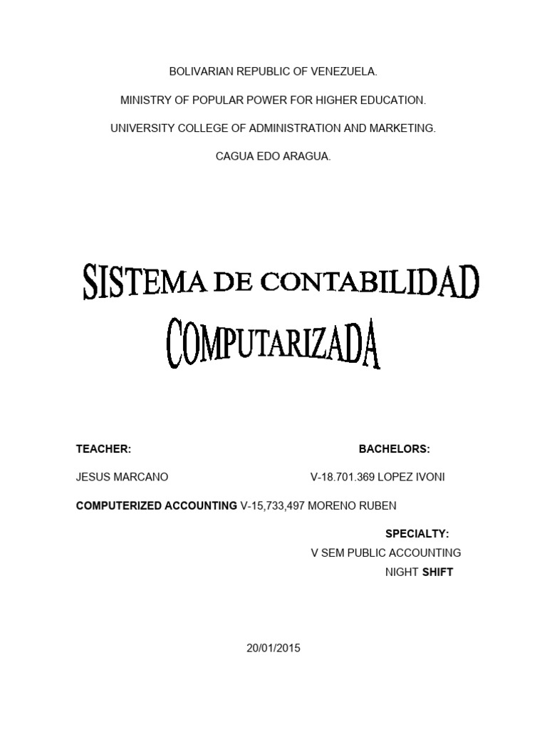 Computerized Accounting Systems Pdf Accounting Receipt