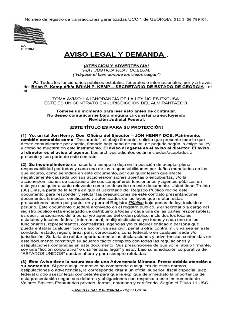 Aviso Legal y Plantilla de Demanda | PDF | Los Estados Unidos | Violación