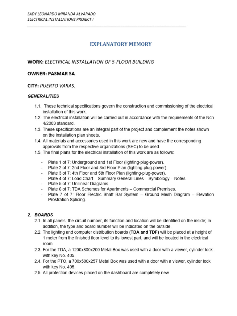 Explanatory Report 5-Story Building | PDF | Electrical Wiring ...