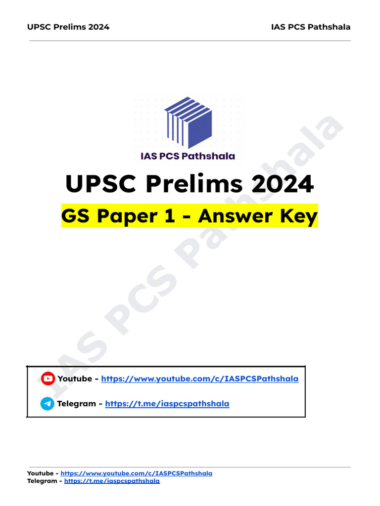 UPSC Prelims 2024 GS Paper 1 Key | PDF | Greenhouse Effect | Atmosphere ...