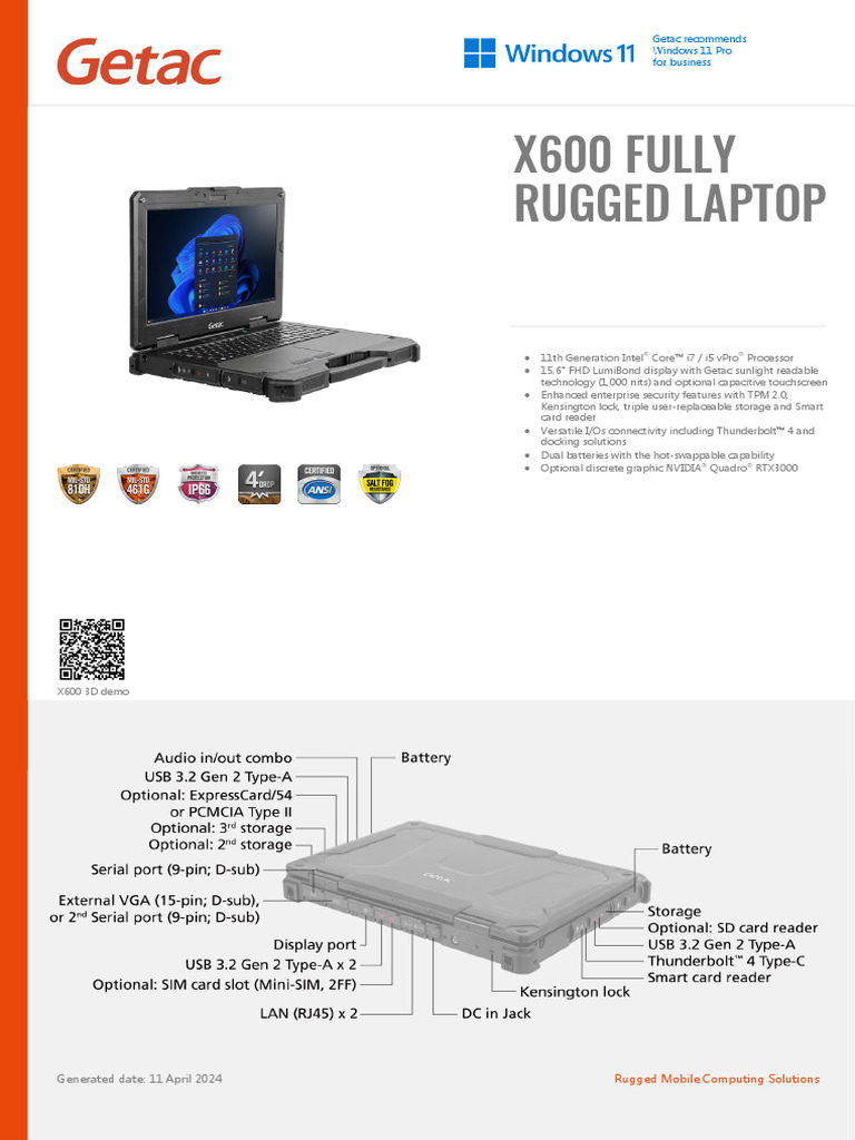 Getac X600 en Product | Download Free PDF | Computer Hardware | Computing