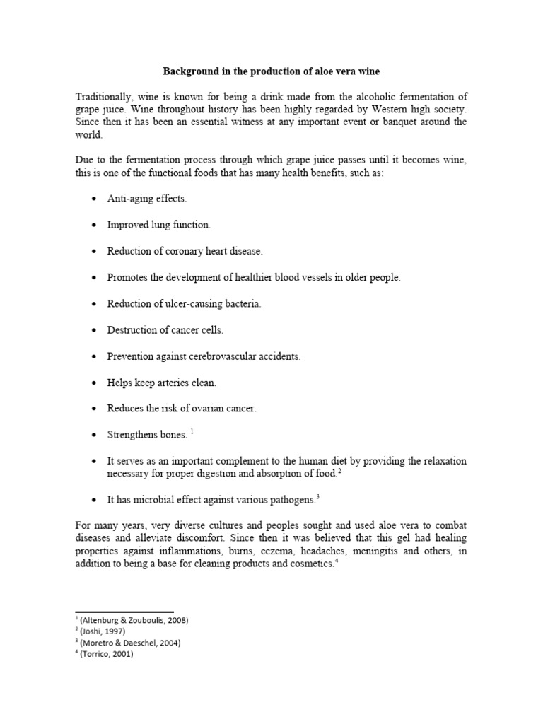 Aloe Vera Wine Production, Some Background | PDF | Wine | Yeast