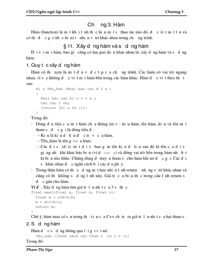 Chuyen de 2 - NNLT C++Chap3 | PDF
