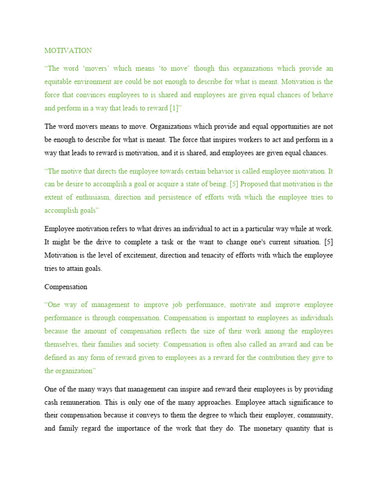 Badm Litreture Review Pdf Incentive Motivation