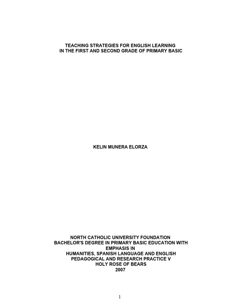 Thesis On Teaching and Learning of The English Language | PDF ...