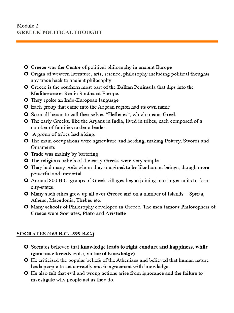 Greek Political Thought | PDF | Socrates | Justice