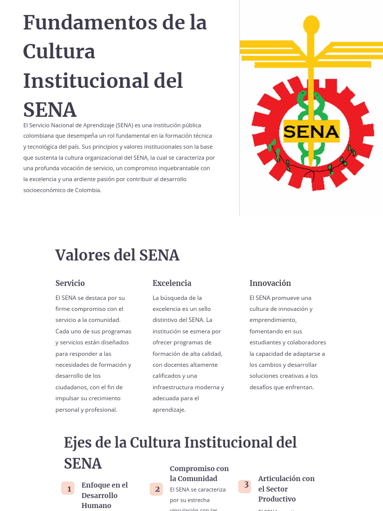Fundamentos de La Cultura Institucional Del SENA - PPTX 1 | PDF | Economias
