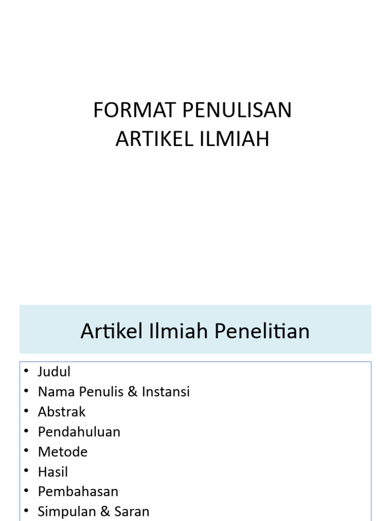 Format Penulisan Artikel Ilmiah | PDF | Karier & Perkembangan