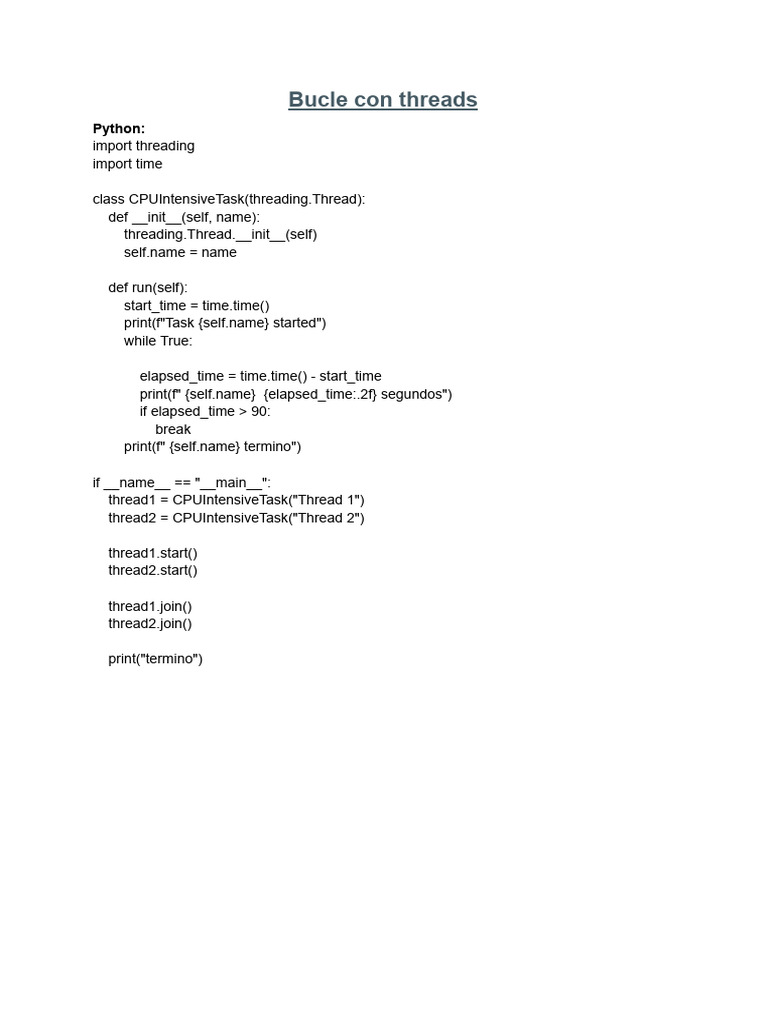Python Threading Example Code | PDF