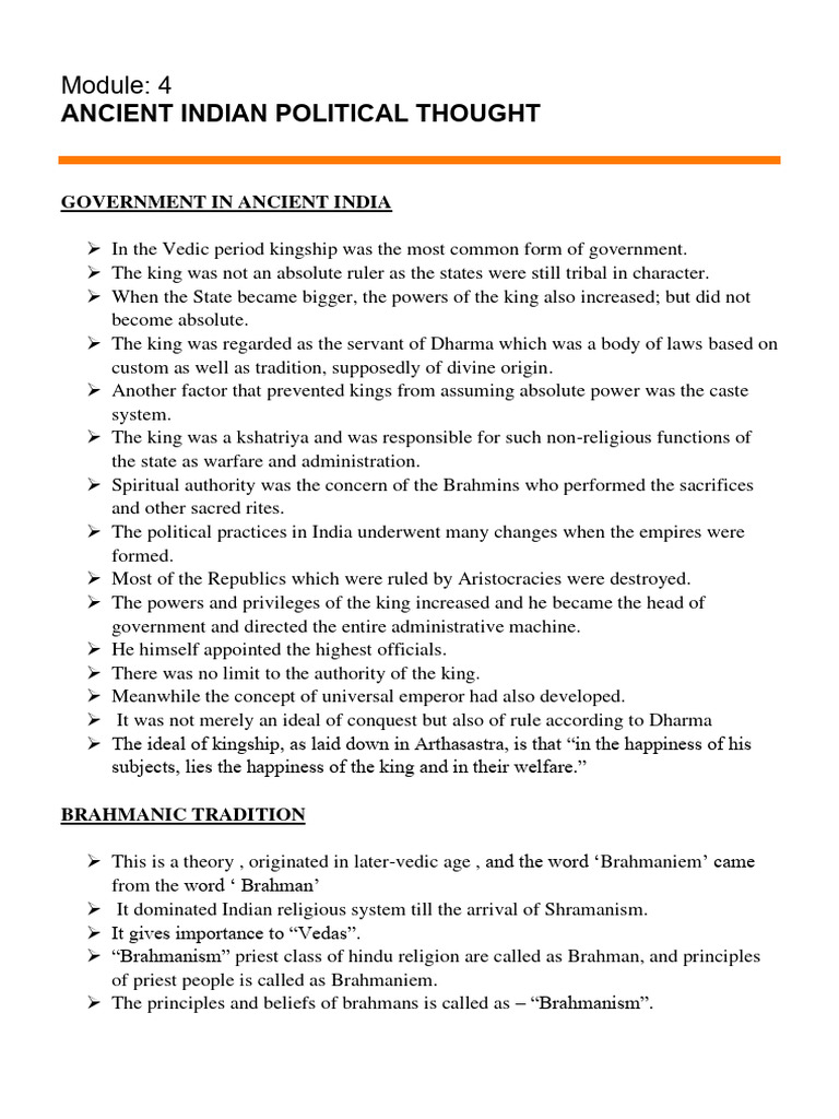 Ancient Indian Political Thought: Government in Ancient India | PDF ...