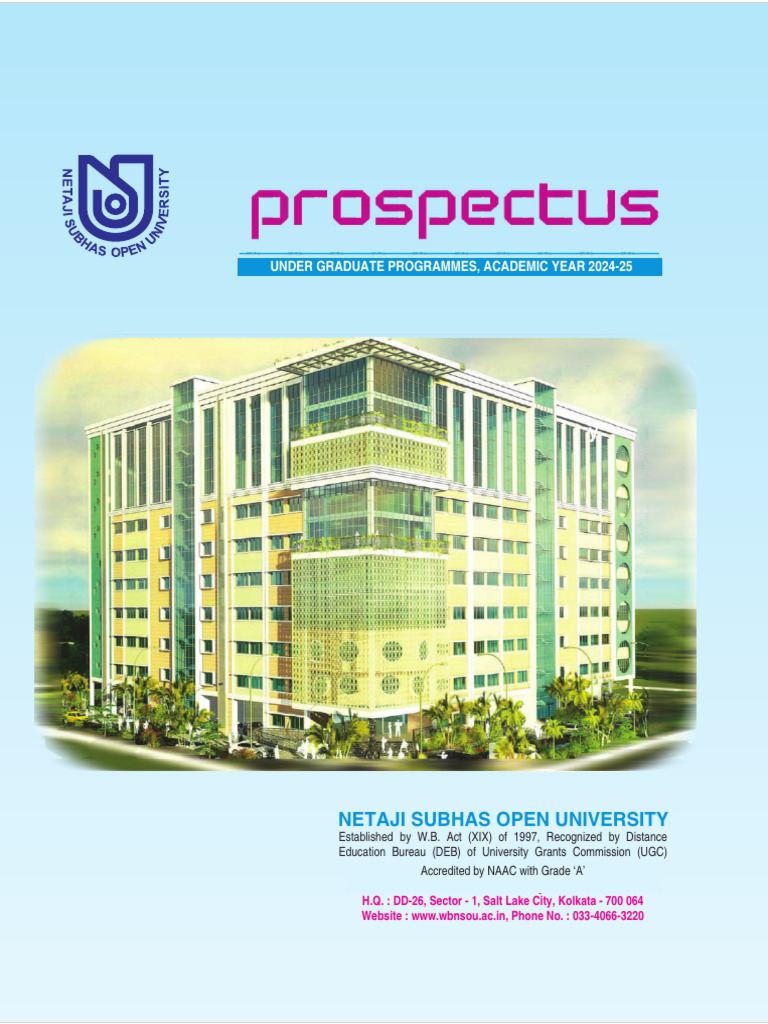 NSOU UG Prospectus 2024 | PDF | Distance Education | Learning