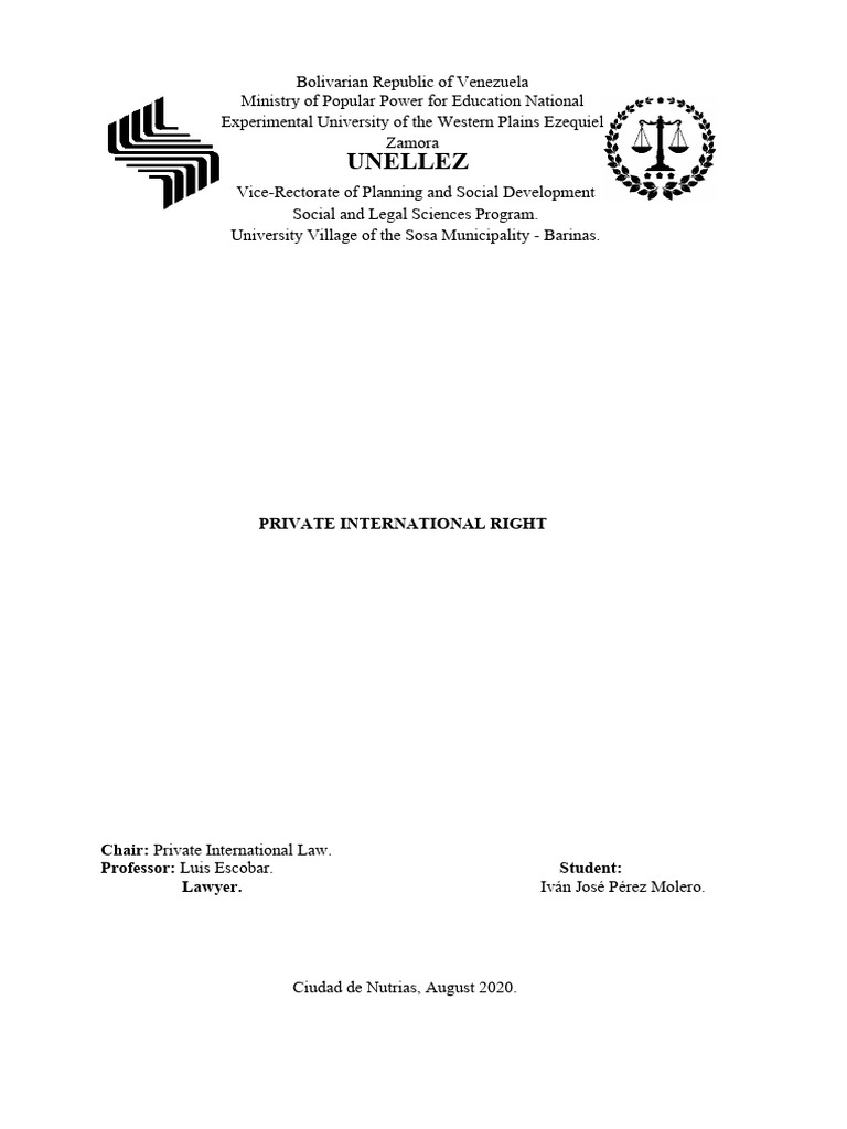Private International Law Essay | PDF | International Law | Ratification