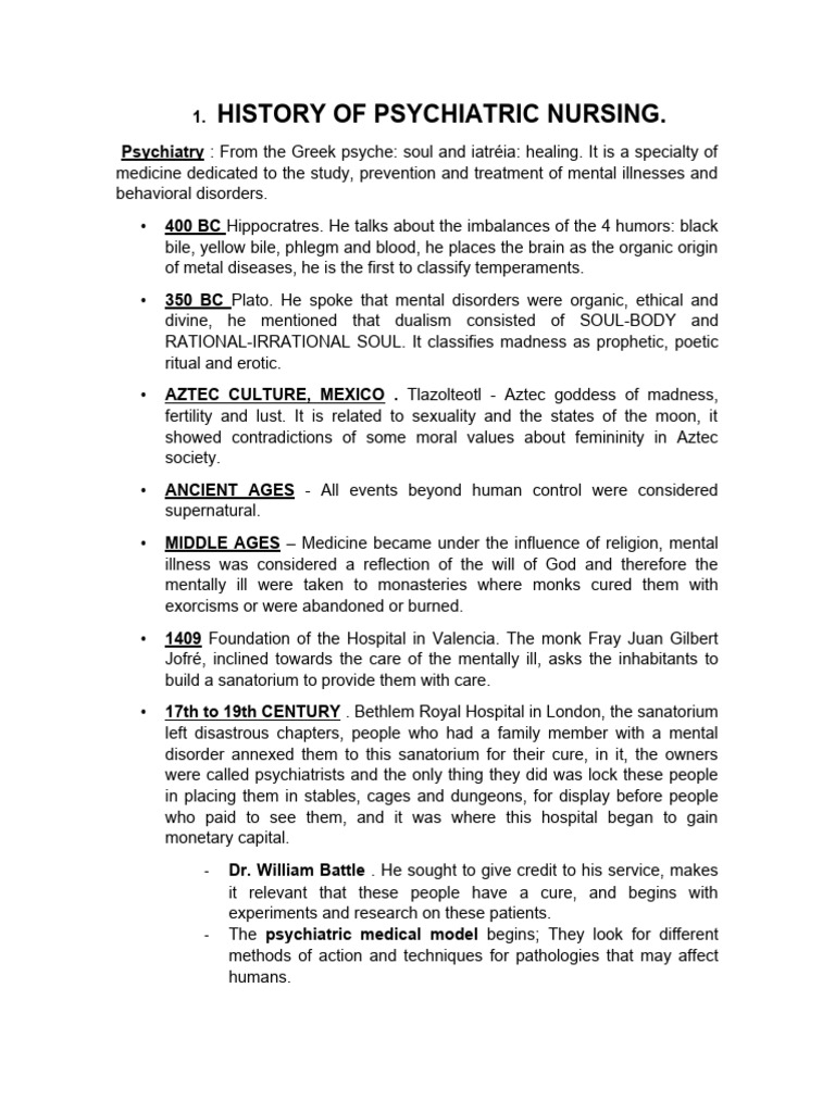 Evolution of Psychiatric Nursing History | PDF | Psychiatry | Nursing